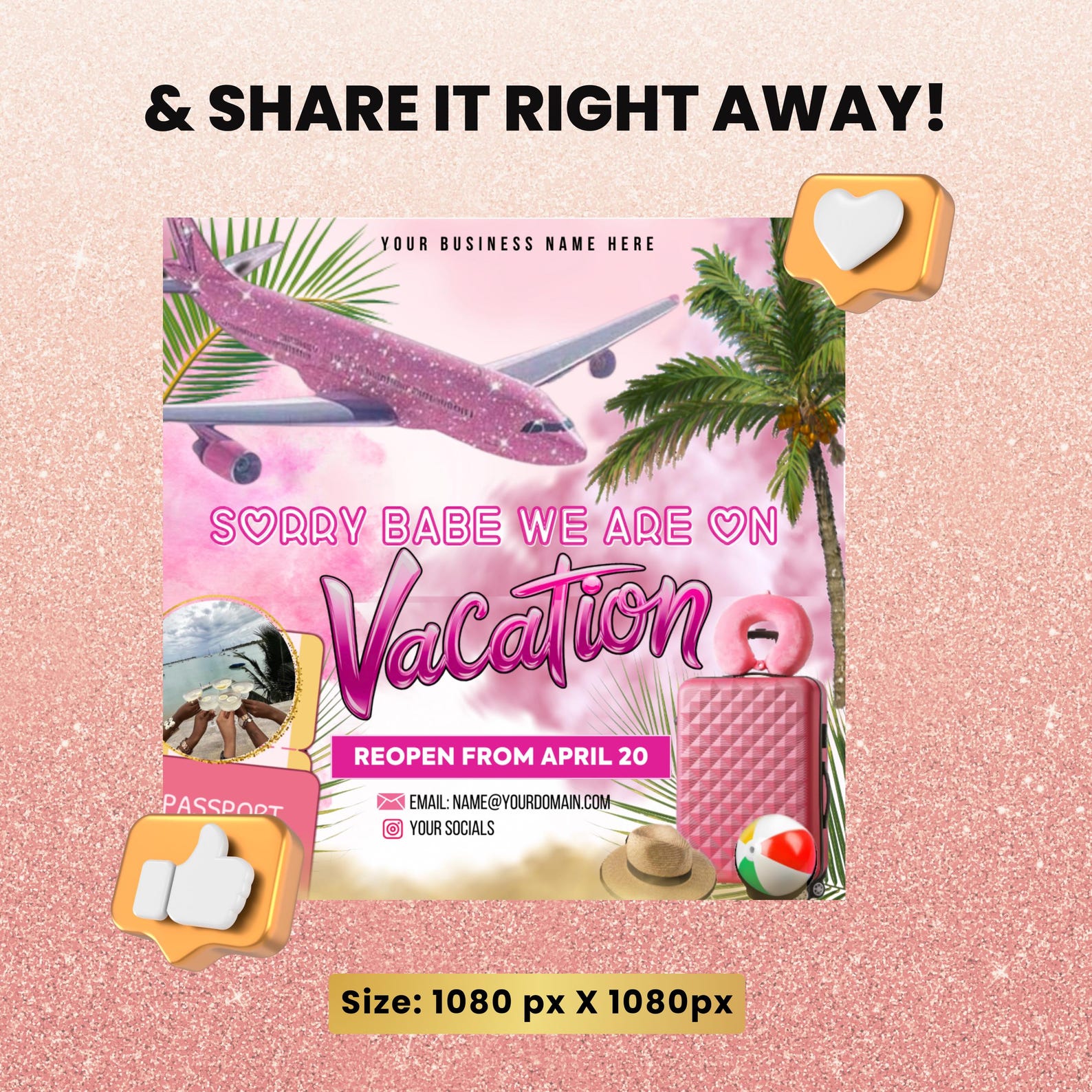 We Are on Vacation Flyer | Business Closed Announcement | DIY Canva ...