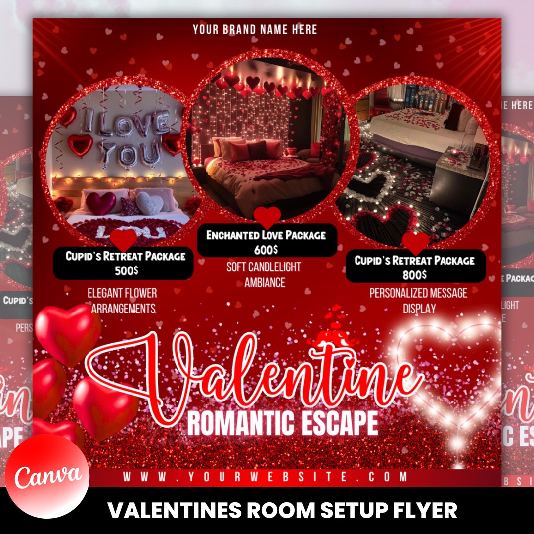 Room Setup Valentines Booking Flyer, Valentine Room Setup Flyer ...