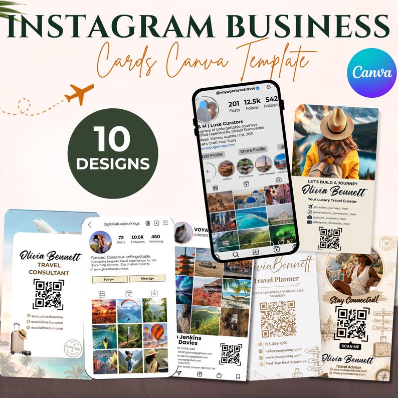 10 Instagram Business Card Template for Travel, Business Card Template ...