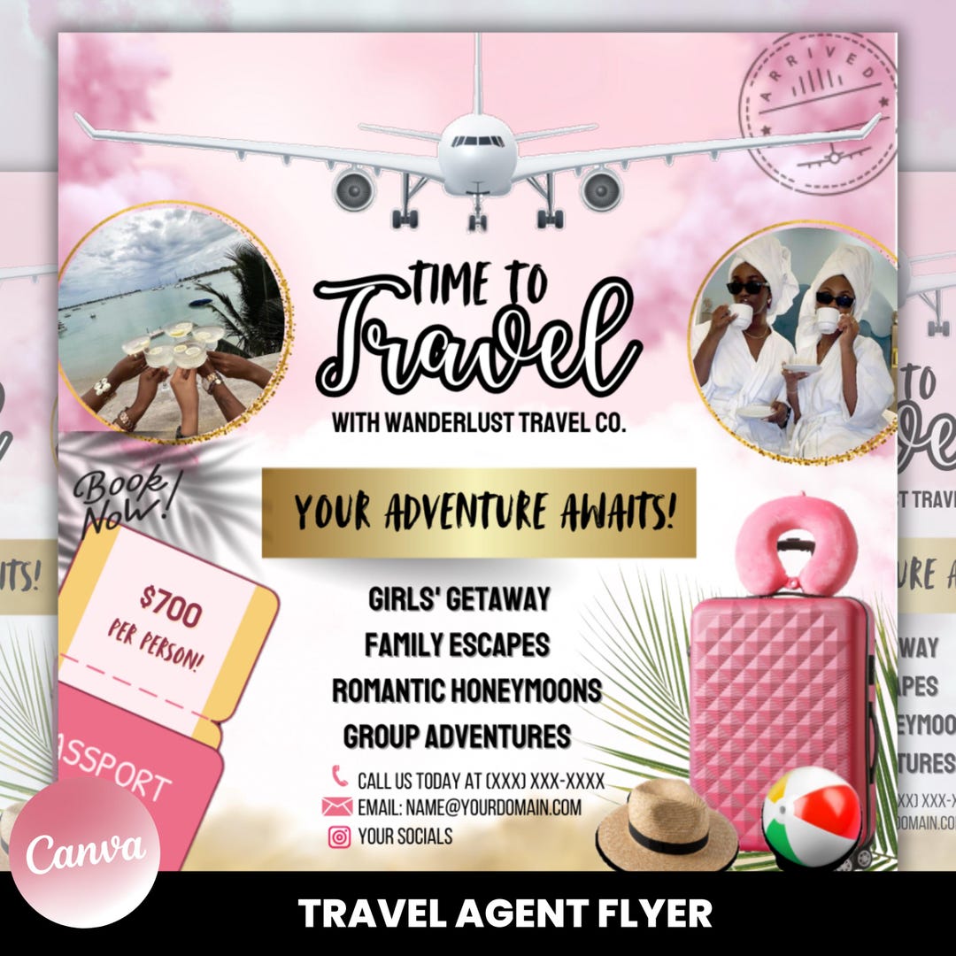 Travel Agent Flyer, DIY E-flyer Template, Travel Flyer, Vacation Flyer ...