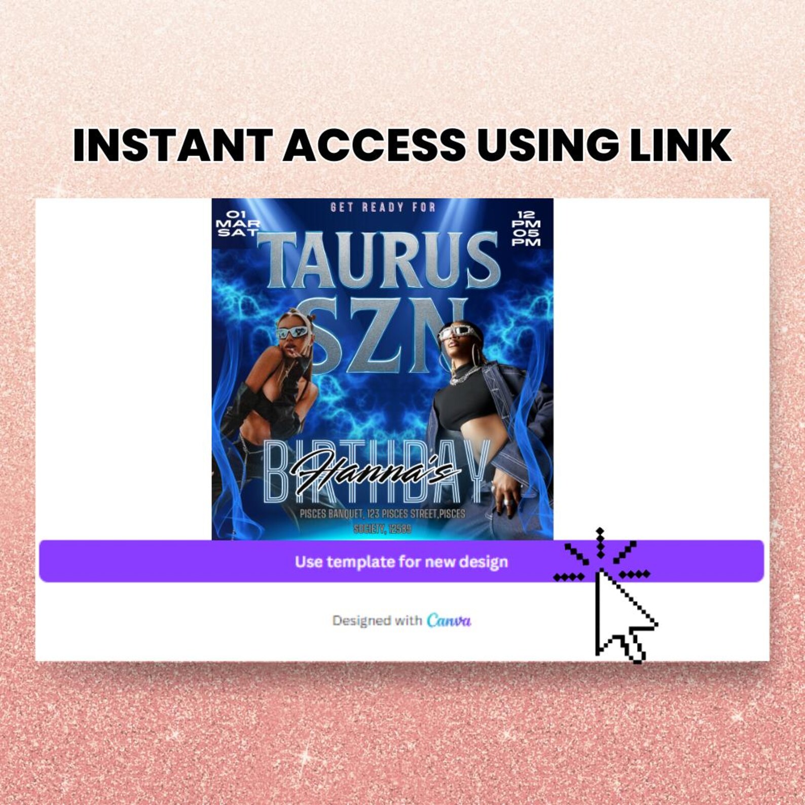 Taurus Birthday Flyer for Canva, Taurus Club Flyer, Birthday Invitation ...