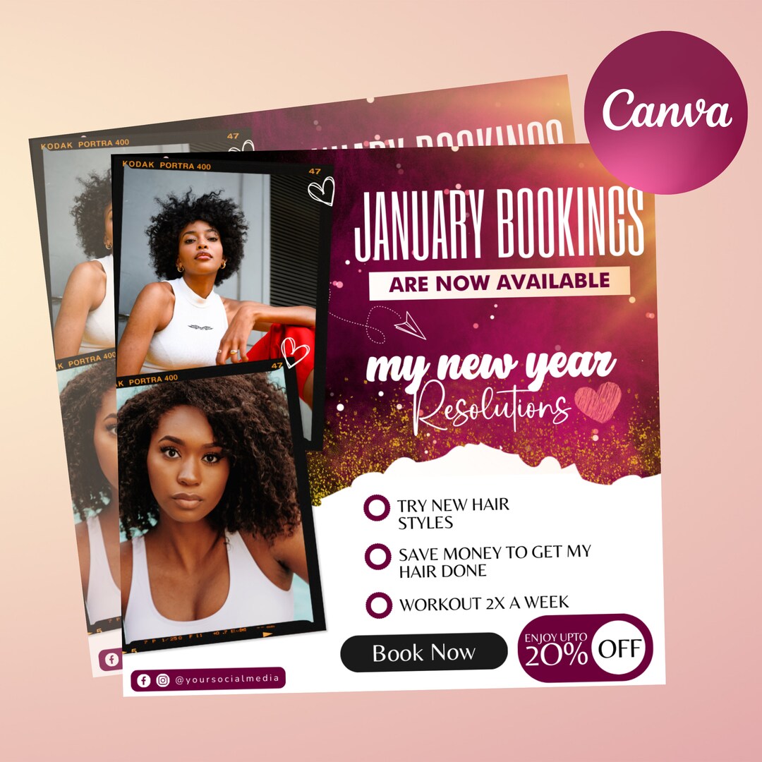 January Bookings Flyer, New Year Booking Flyer, Appointments Available ...