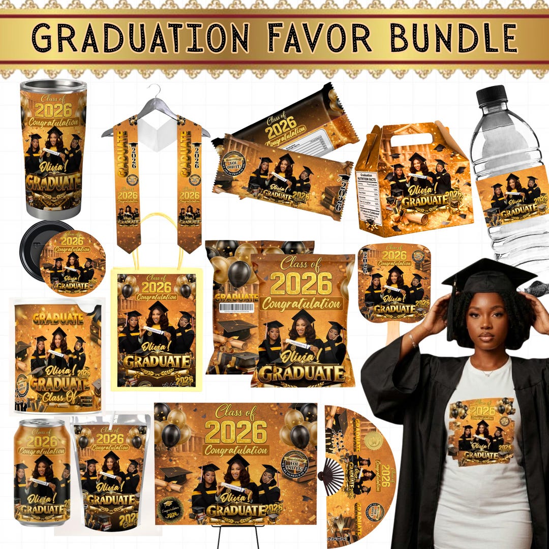 Graduation Party Favor Bundle, Graduation Chip Bag Canva Template ...