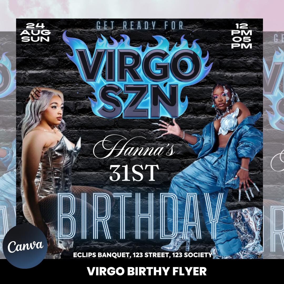 Virgo Birthday Flyer, Black Birthday Flyer, Birthday Template, Birthday ...