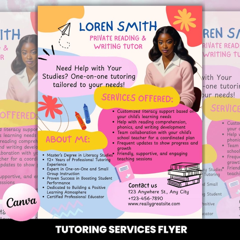 Editable Tutoring Services Flyer | DIY Summer Tutor Canva Template ...