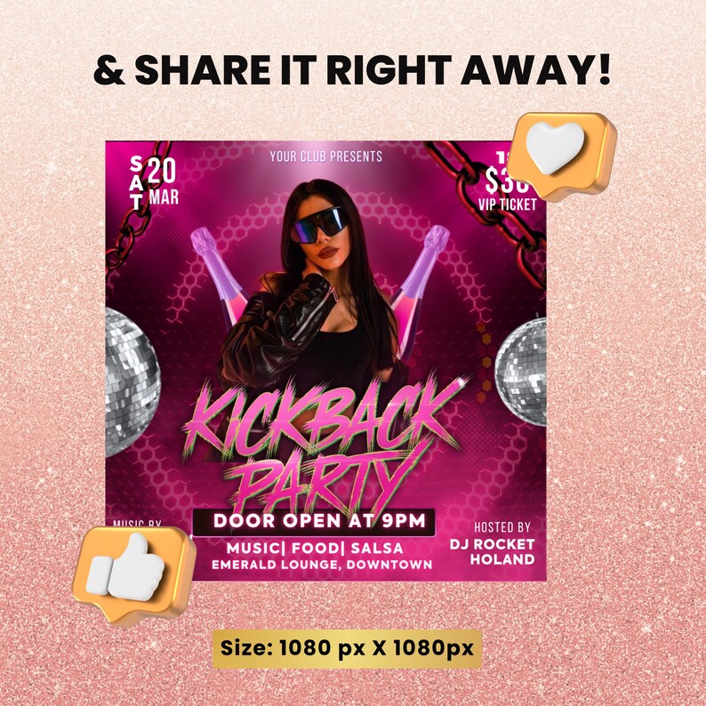 Kickback Party Flyer, Editable Kickback Club Flyer, Club DJ Party ...