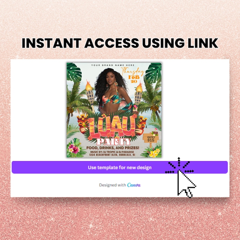 Luau Party Flyer, Hawaiian Party Flyer, Summer Beach Party Flyer, Dj ...