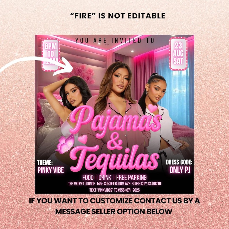 Pajama Party Flyer | Sleepover Event Invitation | Editable Canva ...