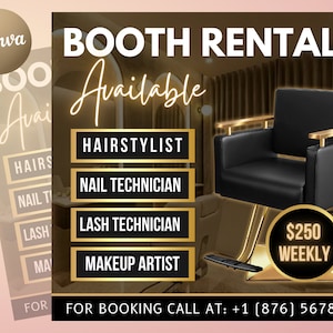 Booth Rentals Available Barber Flyer Template, Esthetician Flyer, Booth ...