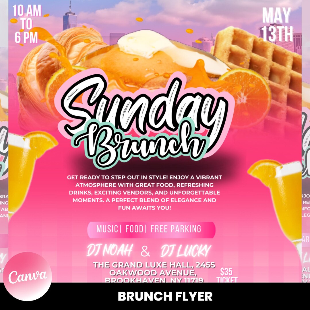 Brunch Flyer, DIY Brunch Invitation Birthday Brunch Flyer Template ...