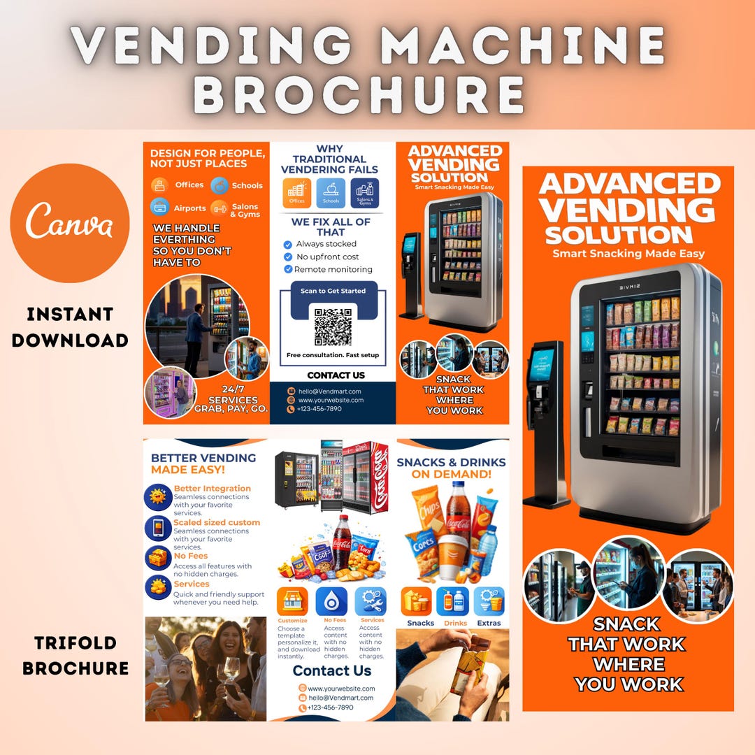 Vending Machine Business Brochure Template, Vending Machine Trifold ...
