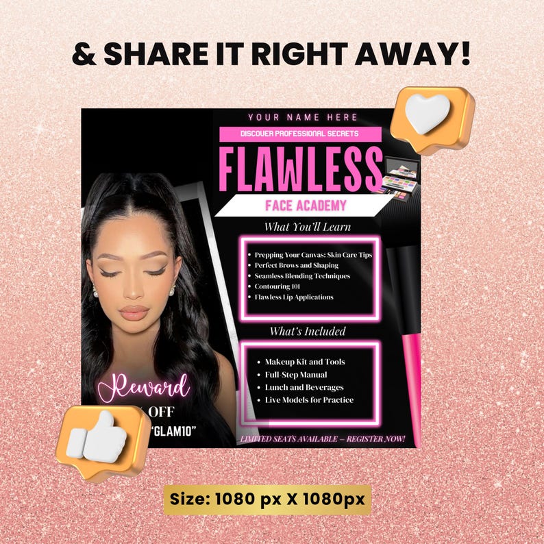 Makeup Class Flyer, Master Class Flyer, Beauty Class Flyer, Social ...