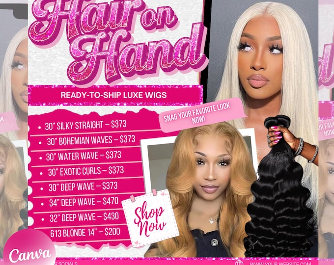 DIY Hair on Hand Flyer | Hair Business Social Media Template | Hair ...