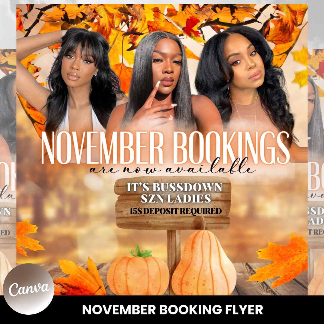 November Booking Flyer, Fall Bookings Available, Deals Flyer, November ...