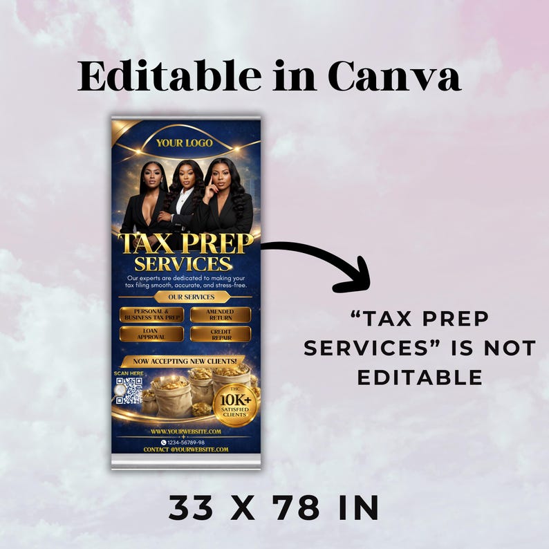 Tax Prep Services Banner, DIY Retractable Banner for Tax Business, Tax ...