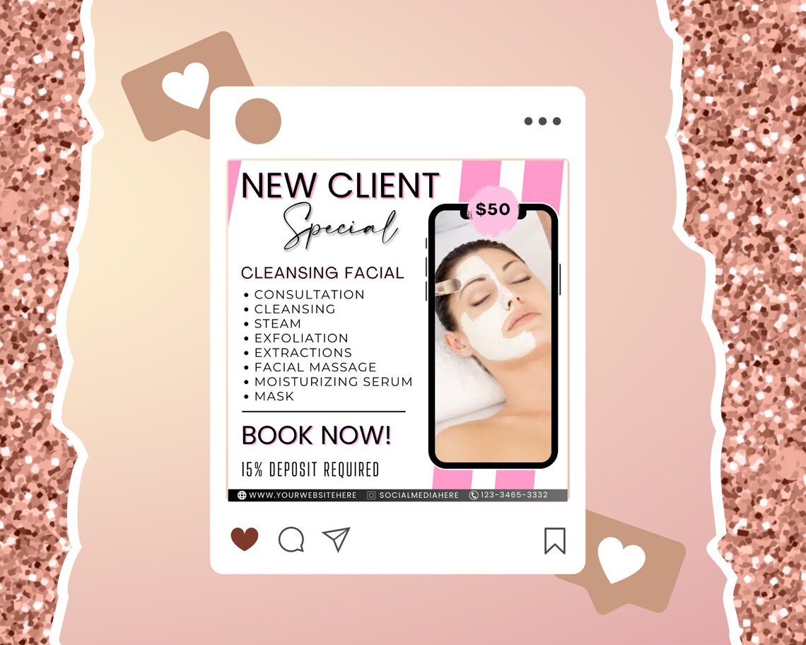 Editalble Facial Specials Flyer DIY Canva Template Facial Treatment ...