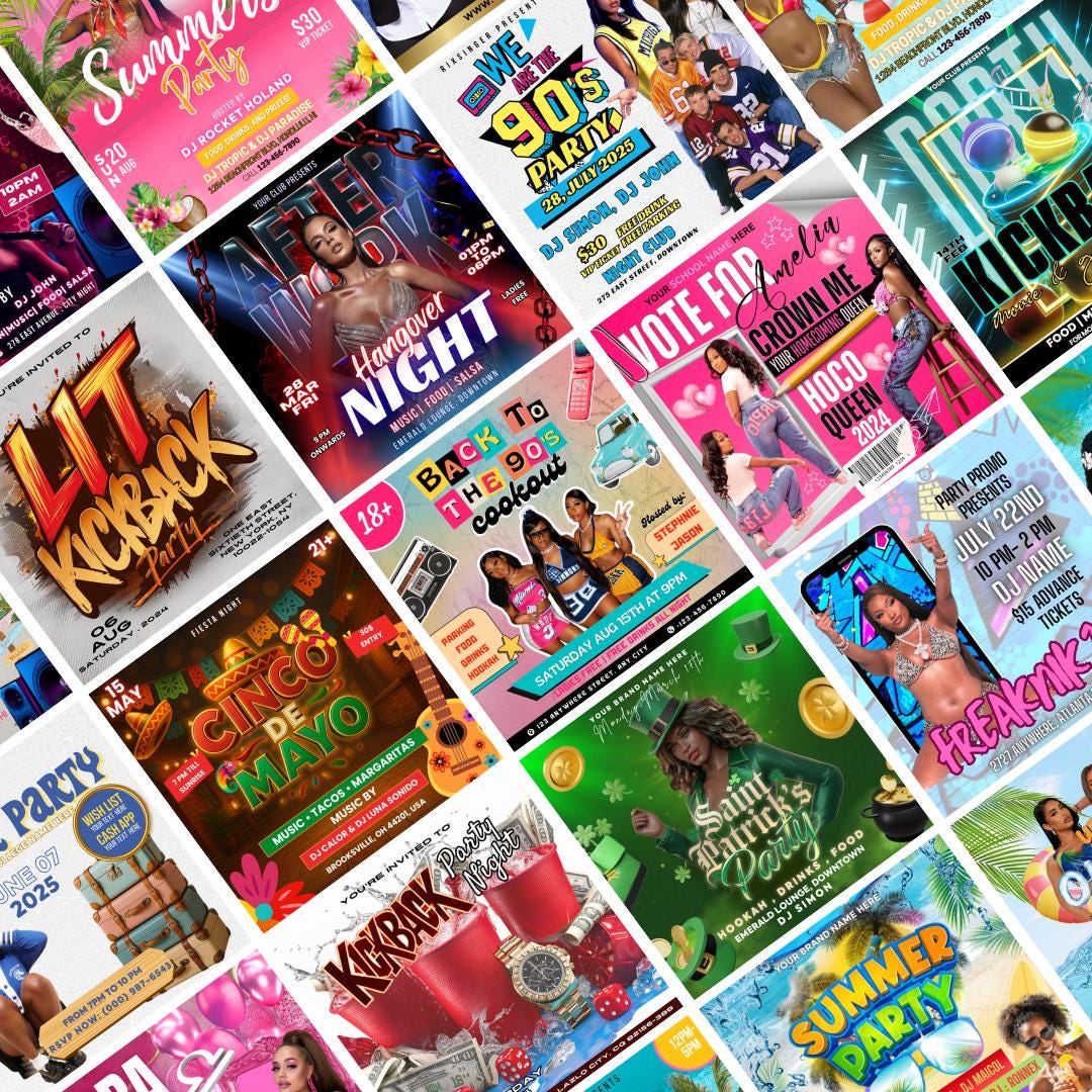 Party Flyers Bundle, Club Party Flyers, Night Club Flyers, Freaknik ...