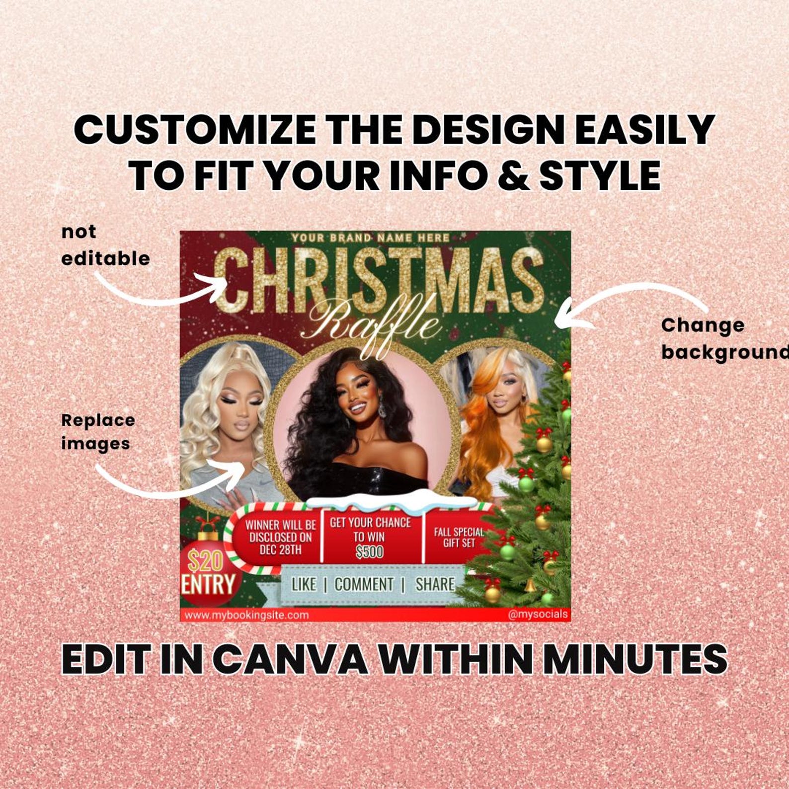 Christmas Raffle Flyer, Christmas Flyer, DIY Flyer Design Template ...