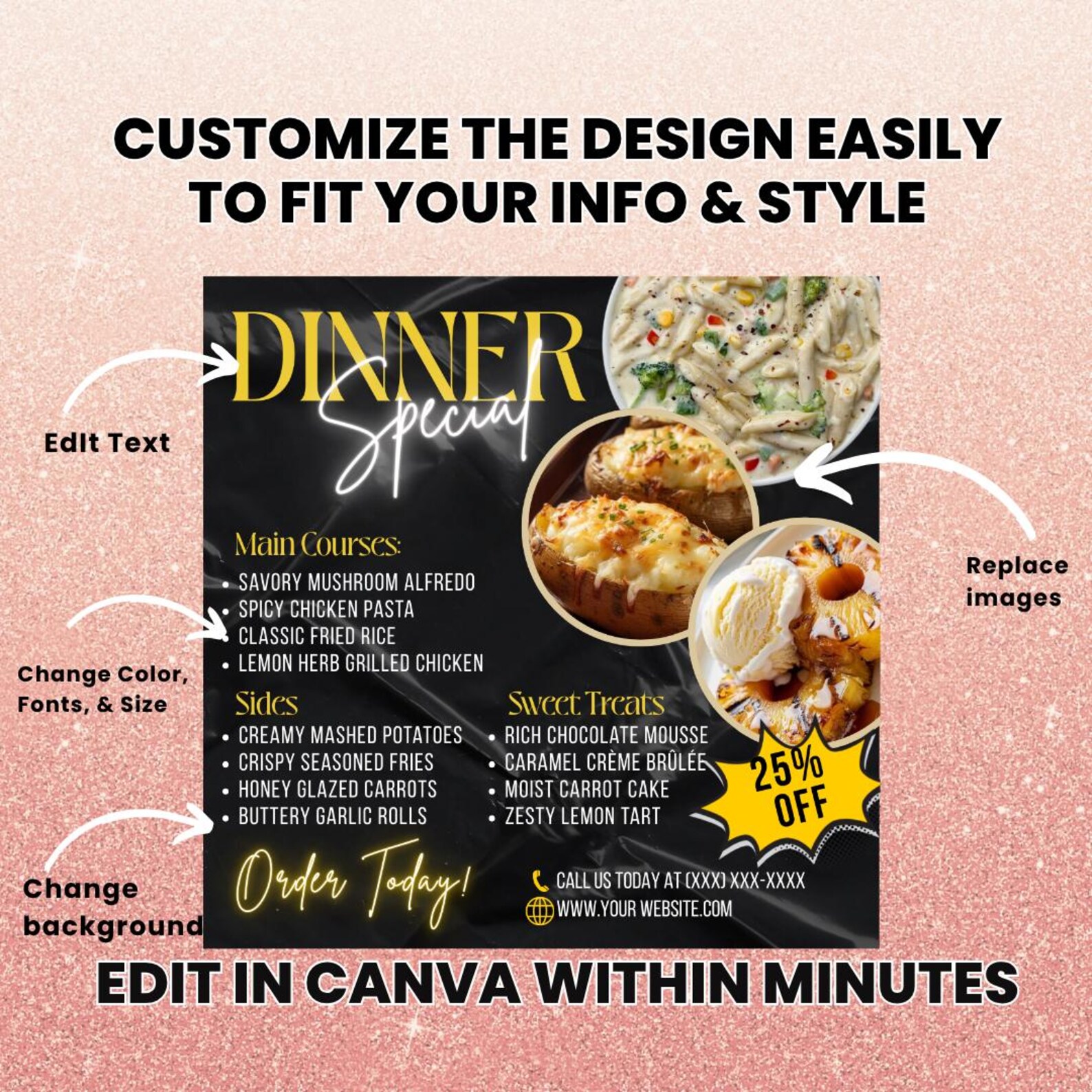 Dinner Sale Flyer, Sunday Deal Special Flyer Restaurant Food Menu ...