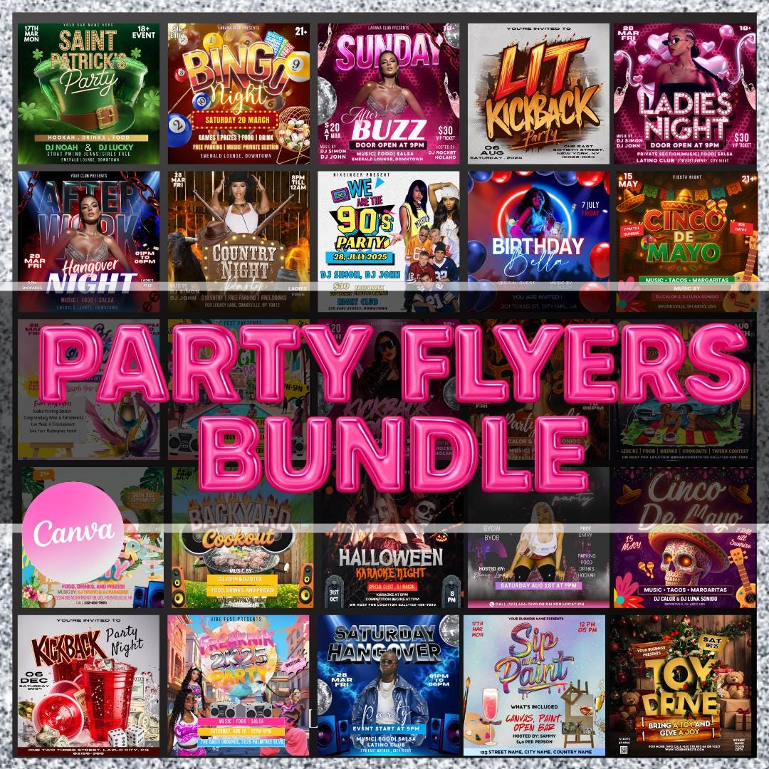 Party Flyers Bundle, Club Party Flyers, Night Club Flyers, Freaknik ...
