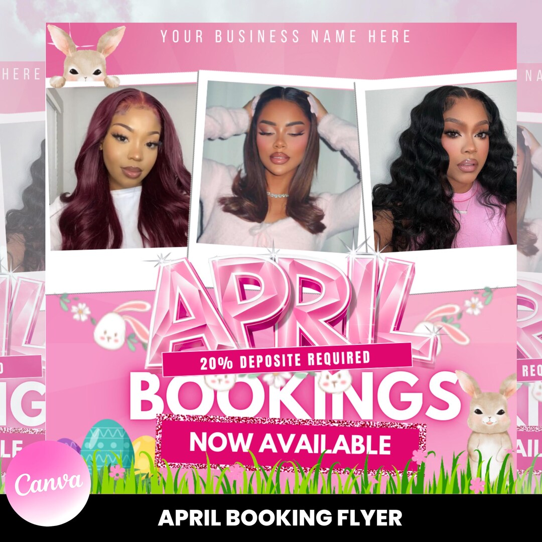 April Booking Flyer Canva Template, Diy April Flyer, Hair Flyer, Easter ...