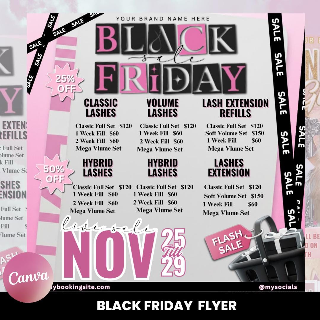 Black Friday Flyer, Pink Friday Sale Flyer, Editable Canva Template ...