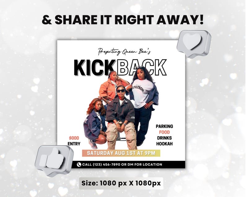 Kickback Party Flyer, Editable Kickback Club Flyer, Club DJ Party ...