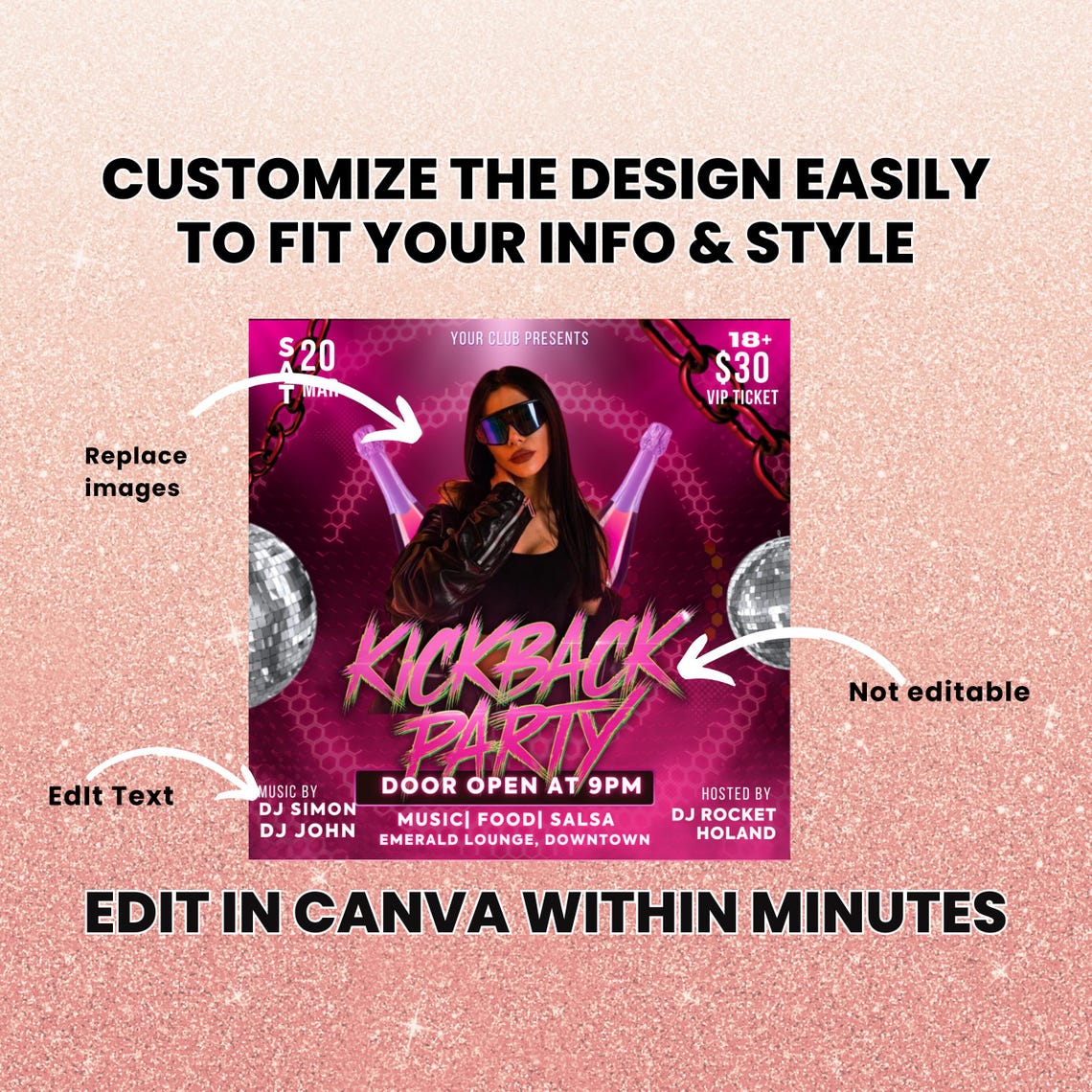 Kickback Party Flyer, Editable Kickback Club Flyer, Club DJ Party ...