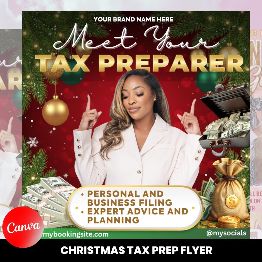 Christmas Tax Prep Flyer | Holiday Tax Preparation Template | Editable ...