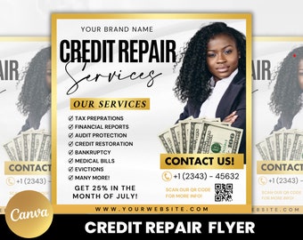 Credit Repair Flyer, Canva Credit Repair Flyer Template, DIY Flyer ...