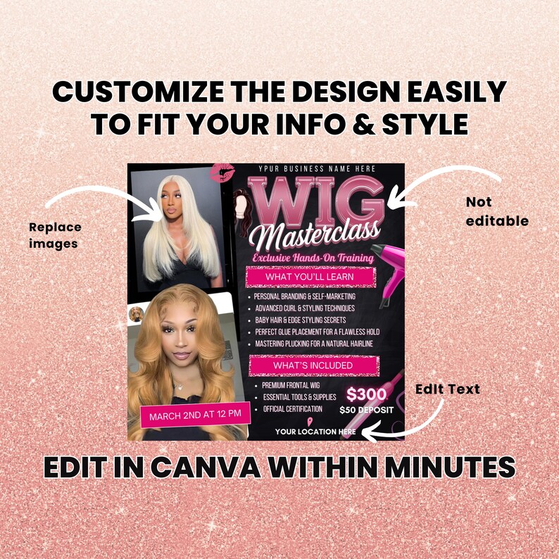 DIY Wig Class Flyer | Wig Training Course Flyer | Hands-on Wig ...