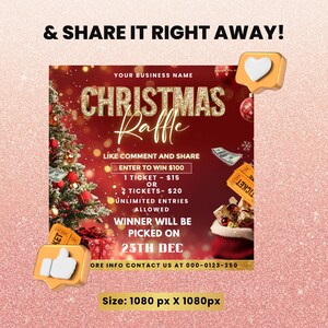 Christmas Raffle Flyer, Christmas Flyer, DIY Flyer Design Template ...