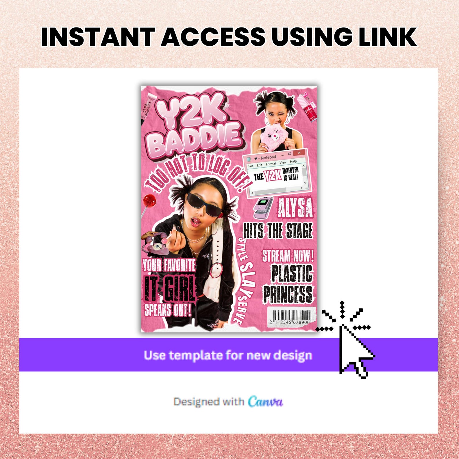 Y2K Magazine Party Flyer, Editable Canva Template, 2000s Retro Birthday ...