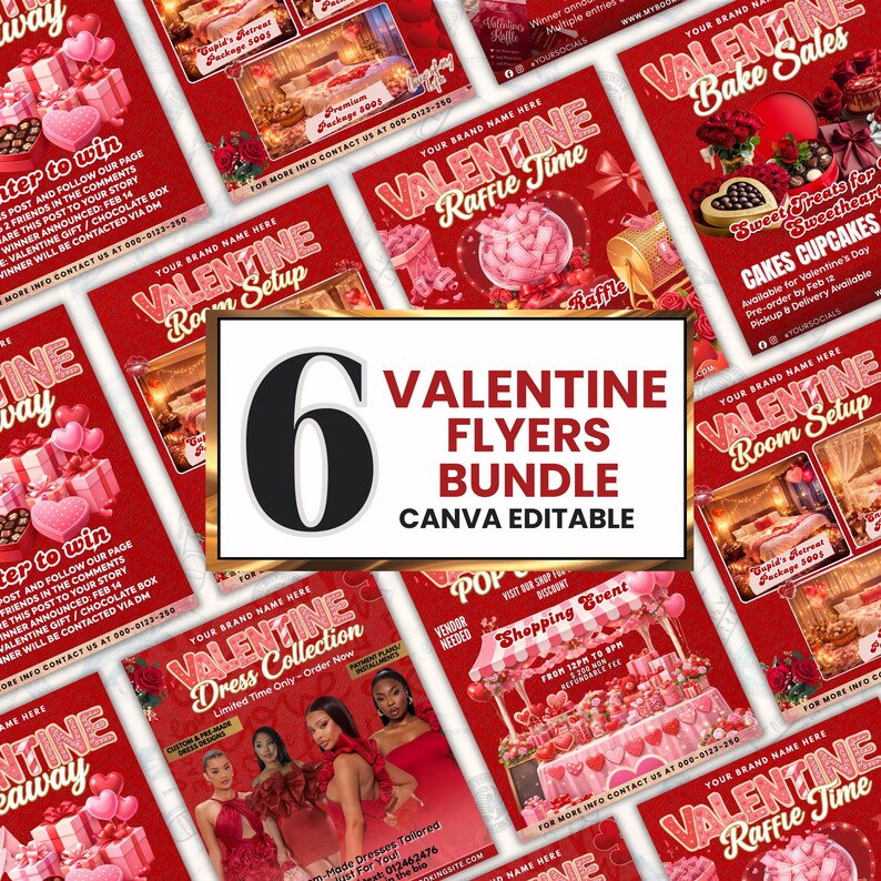 6 Valentines Day Flyer Bundle, February Booking Flyer, February ...