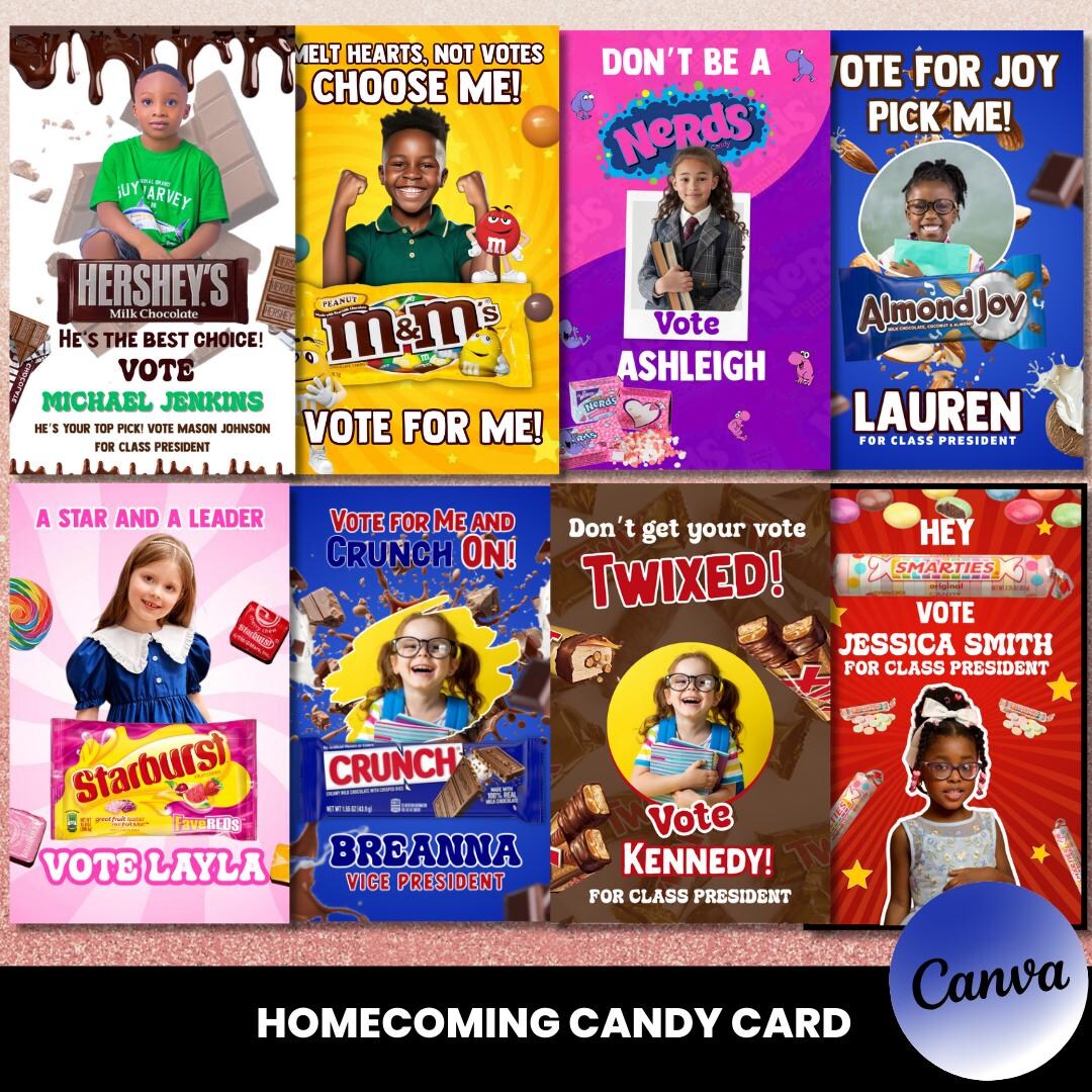 10 Homecoming Candy Card, Homecoming Campaign Candy Tags, Student ...