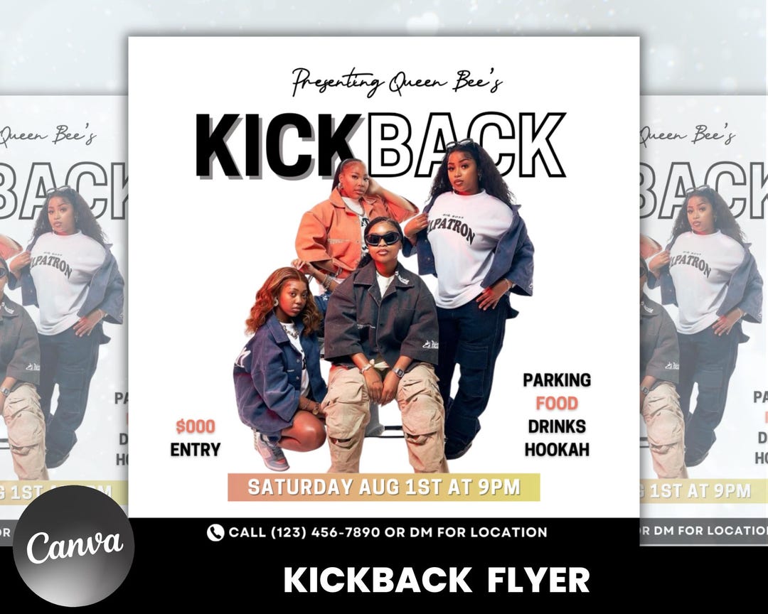 Kickback Party Flyer, Editable Kickback Club Flyer, Club DJ Party ...