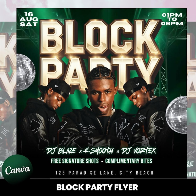 Block Party Flyer, DIY Editable Canva Template, Summer Bash, Community ...