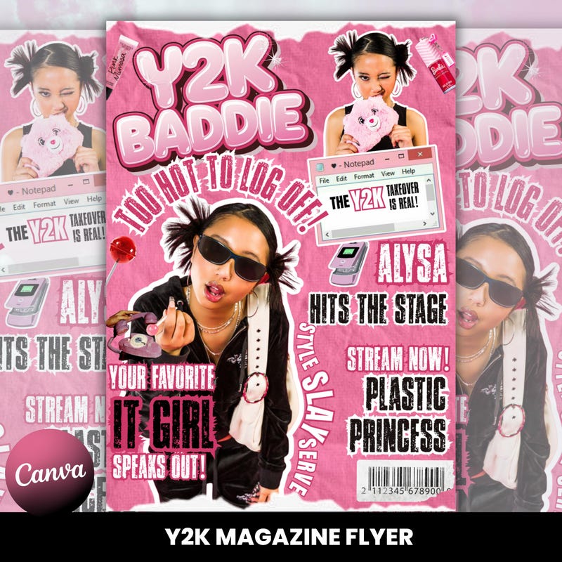 Y2k Magazine Canva - Etsy UK
