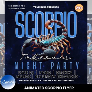 Animated Scorpio Birthday Flyer, Birthday Template, Birthday Girl, Pink ...