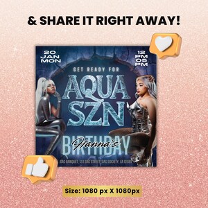 Aquarius Birthday Flyer, Aquarius Bash Flyer, Birthday Flyer, Birthday ...