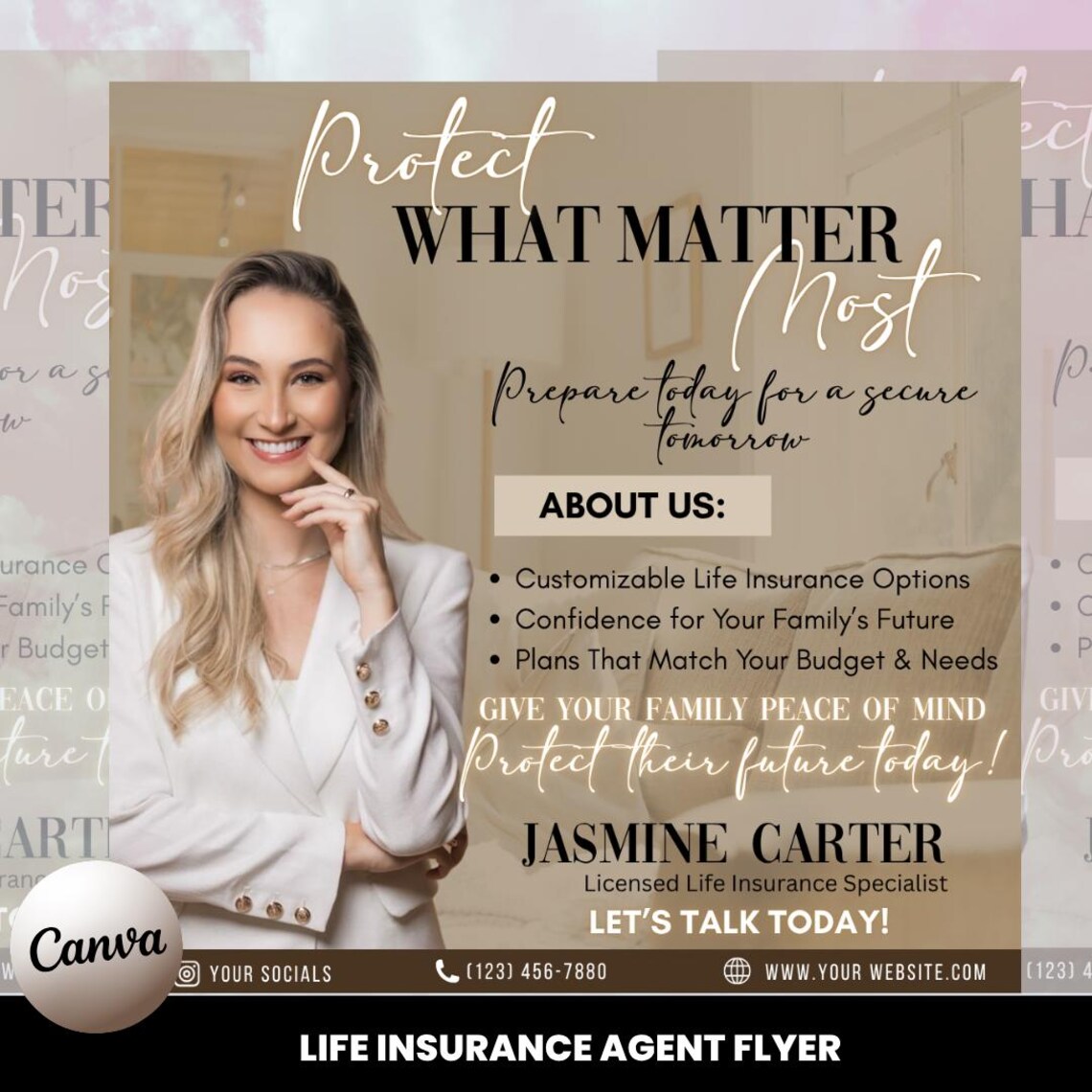 Life Insurance & Financial Advisor Flyer | DIY Canva Template for ...
