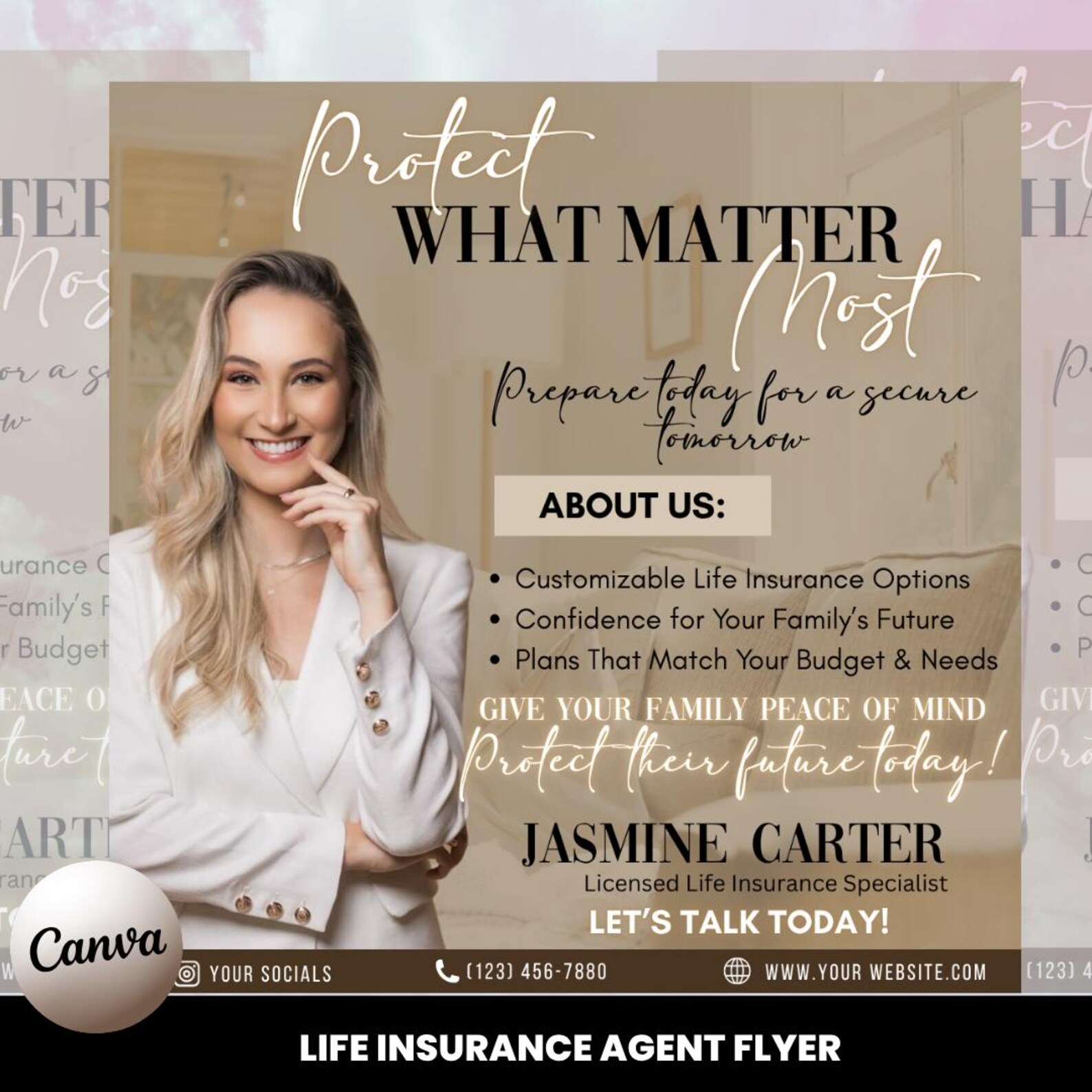 Life Insurance & Financial Advisor Flyer | DIY Canva Template for ...
