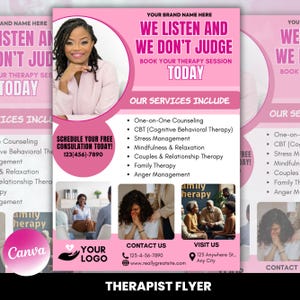 Therapist Flyer Template, Counseling Flyer, Therapist Template ...