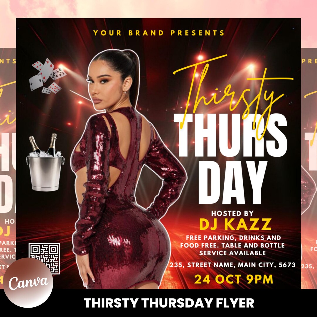 Thirsty Thursday Party Flyer, Editable Thursdays Party Flyer, Thursday ...