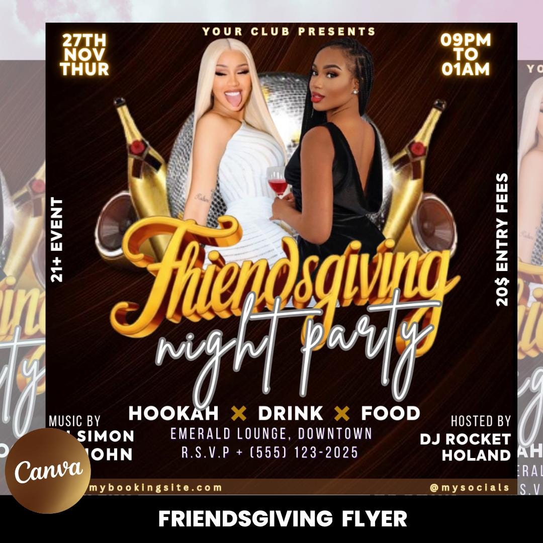 Friendsgiving Party Flyer Template | Fall Dinner Invitation ...