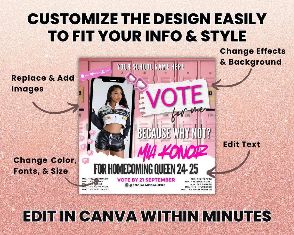 Vote Homecoming Queen Flyer, Homecoming Flyer, Campaign Flyer, Class ...