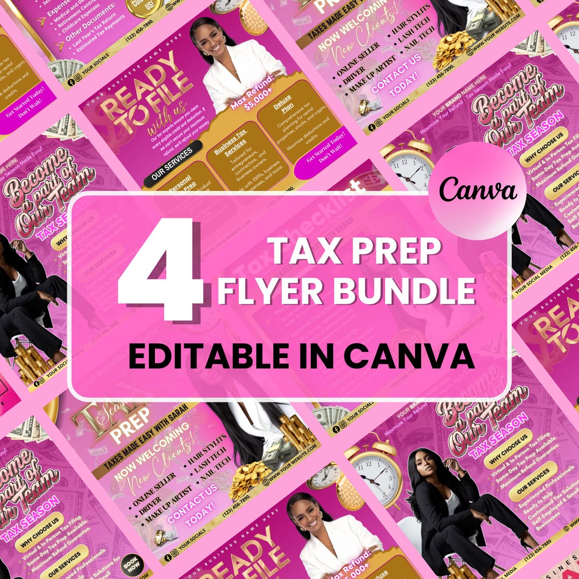 4 Tax Preparation Bundle Flyer, Tax Prep Instagram Bundle, Tax Preparer ...