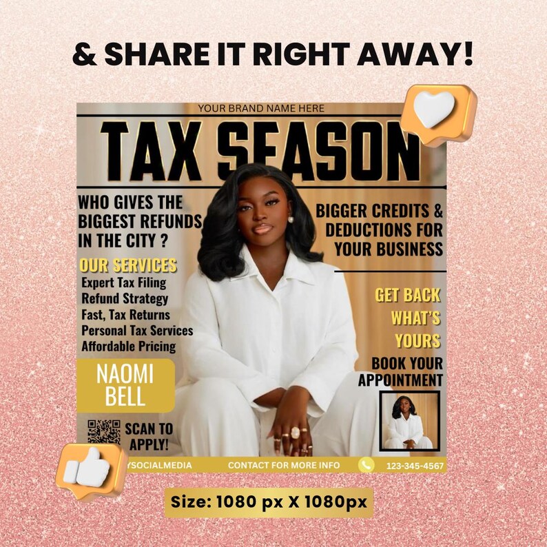 Tax Season Magazine Flyer, Tax Prep Instagram, Tax Season Flyer ...