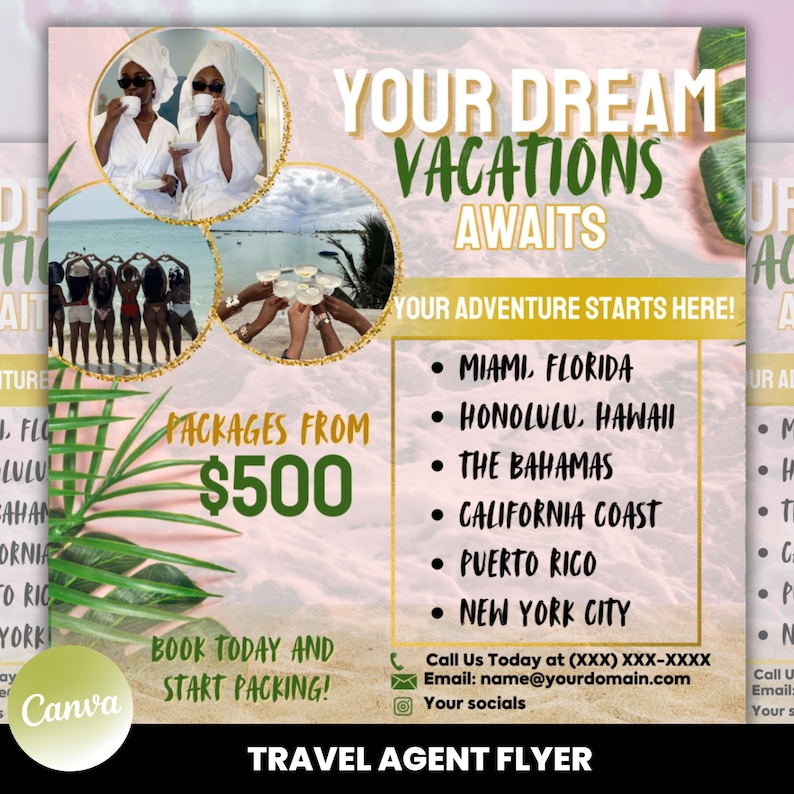 Travel Agent Flyer, DIY E-flyer Template, Travel Flyer, Vacation Flyer ...