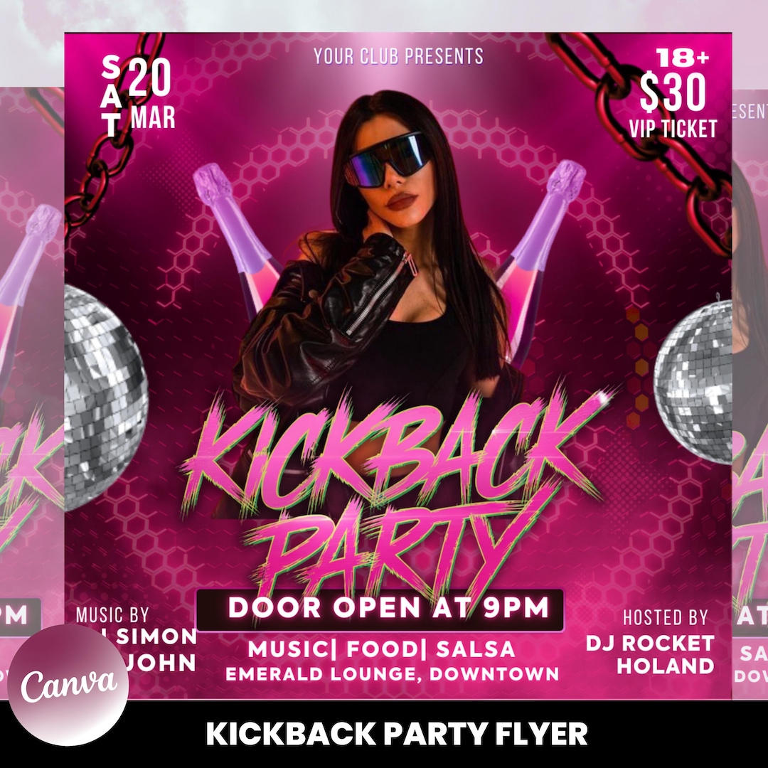 Kickback Party Flyer, Editable Kickback Club Flyer, Club DJ Party ...